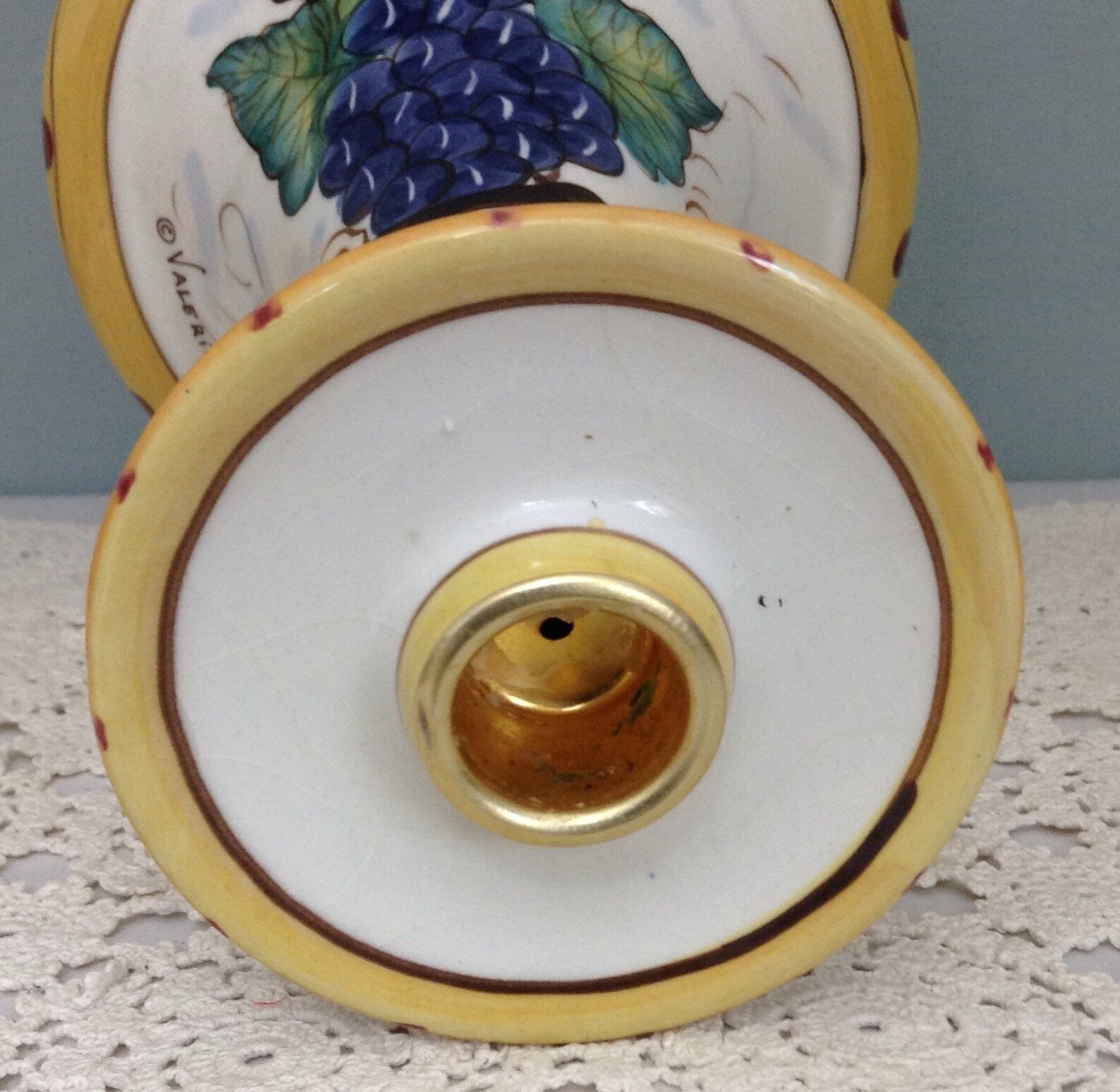 Yellow Ceramic Candle Holder Vintage Candleholder Tuscany - Etsy