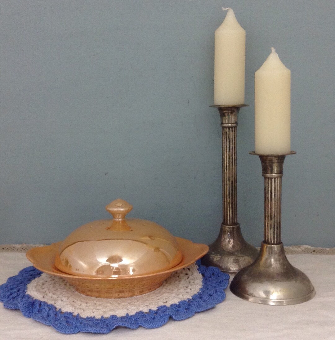 Lusterware Dome Covered Dish Round Butter Dome Dish Covered Cheese Dish ...