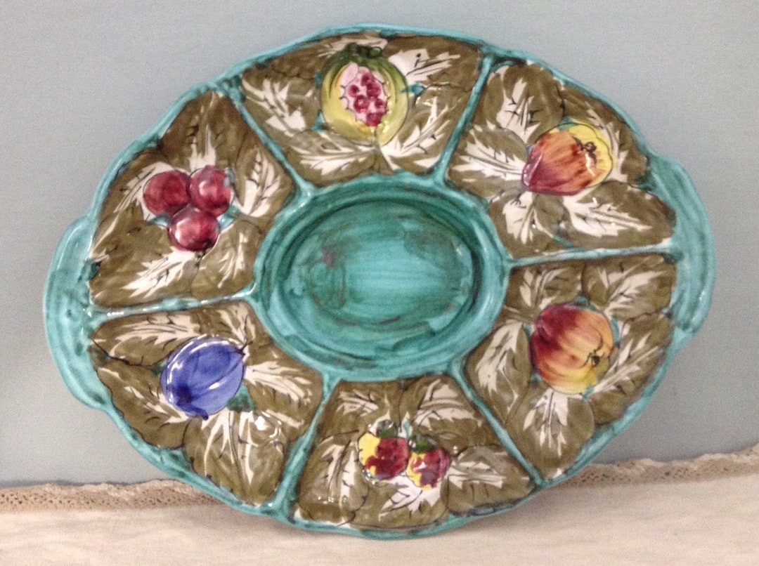 Italian Pottery Snack Tray Pottery Relish Tray Vegetable Tray - Etsy