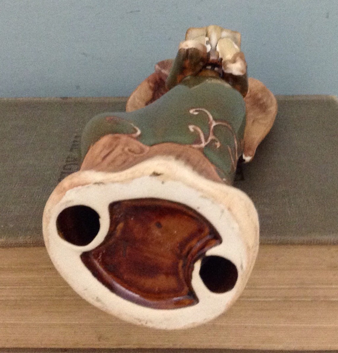 Pottery Angel Figurine Ceramic Angel Figurine Green Angel Rustic Angel ...