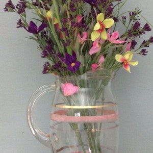 Pink and Gold Stripe Pitcher Buttermilk Pitcher Juice Pitcher ...