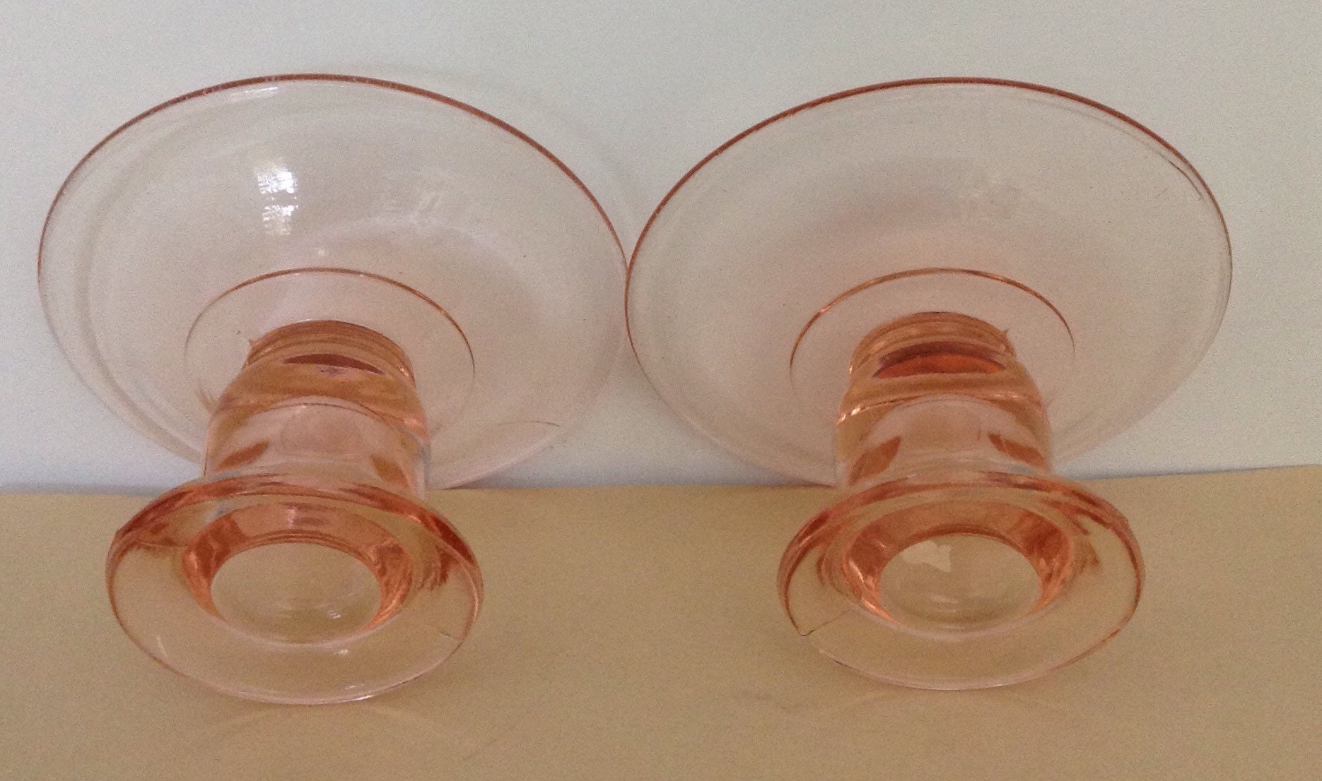Blush Pink Candleholder Pair Pink Glass Candlerholders Small | Etsy