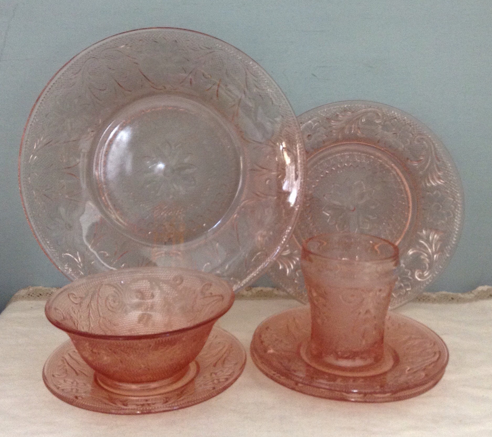 Pink Tiara Glassware Collection Tiara Dinner Plate Tiara Dessert Plate ...