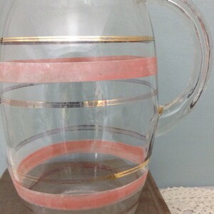 Pink and Gold Stripe Pitcher Buttermilk Pitcher Juice Pitcher ...
