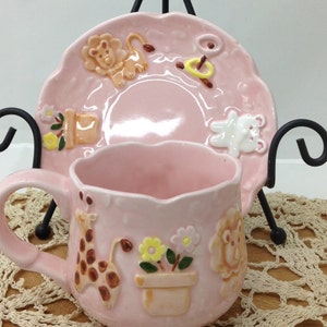 Pink Childs Cup Childs Cup Set Pink Cup and Saucer Nursery Decor Girl ...