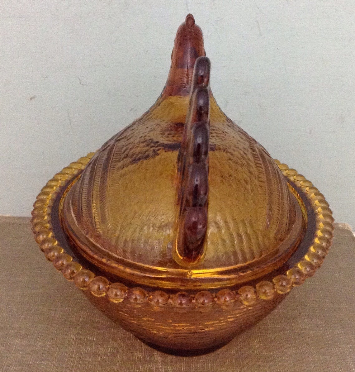 Amber Hen on Nest Covered Candy Bowl Vintage Chicken Decor Nut | Etsy