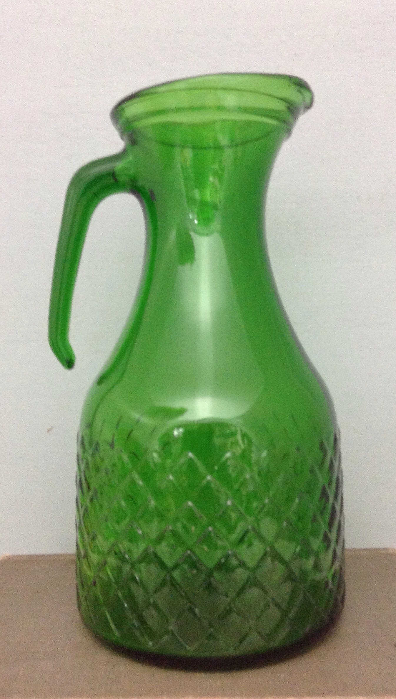 Emerald Green Water Pitcher Midcentury Green Glass Pitcher - Etsy