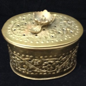 Brass Basket Brass Trinket Box Brass Potpourri Box Midcentury Brass Box ...