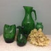 Emerald Green Water Pitcher Midcentury Green Glass Pitcher - Etsy