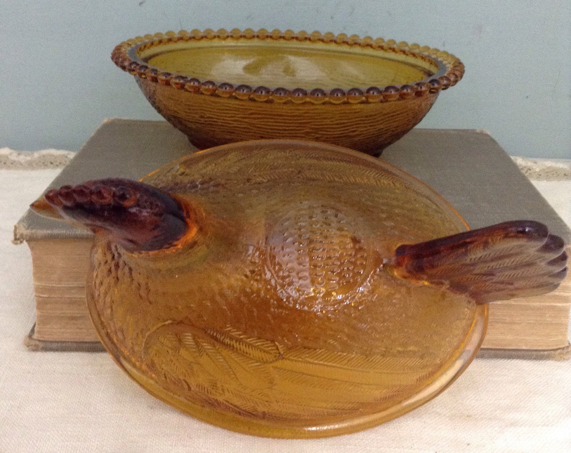 Amber Hen on Nest Covered Candy Bowl Vintage Chicken Decor Nut | Etsy