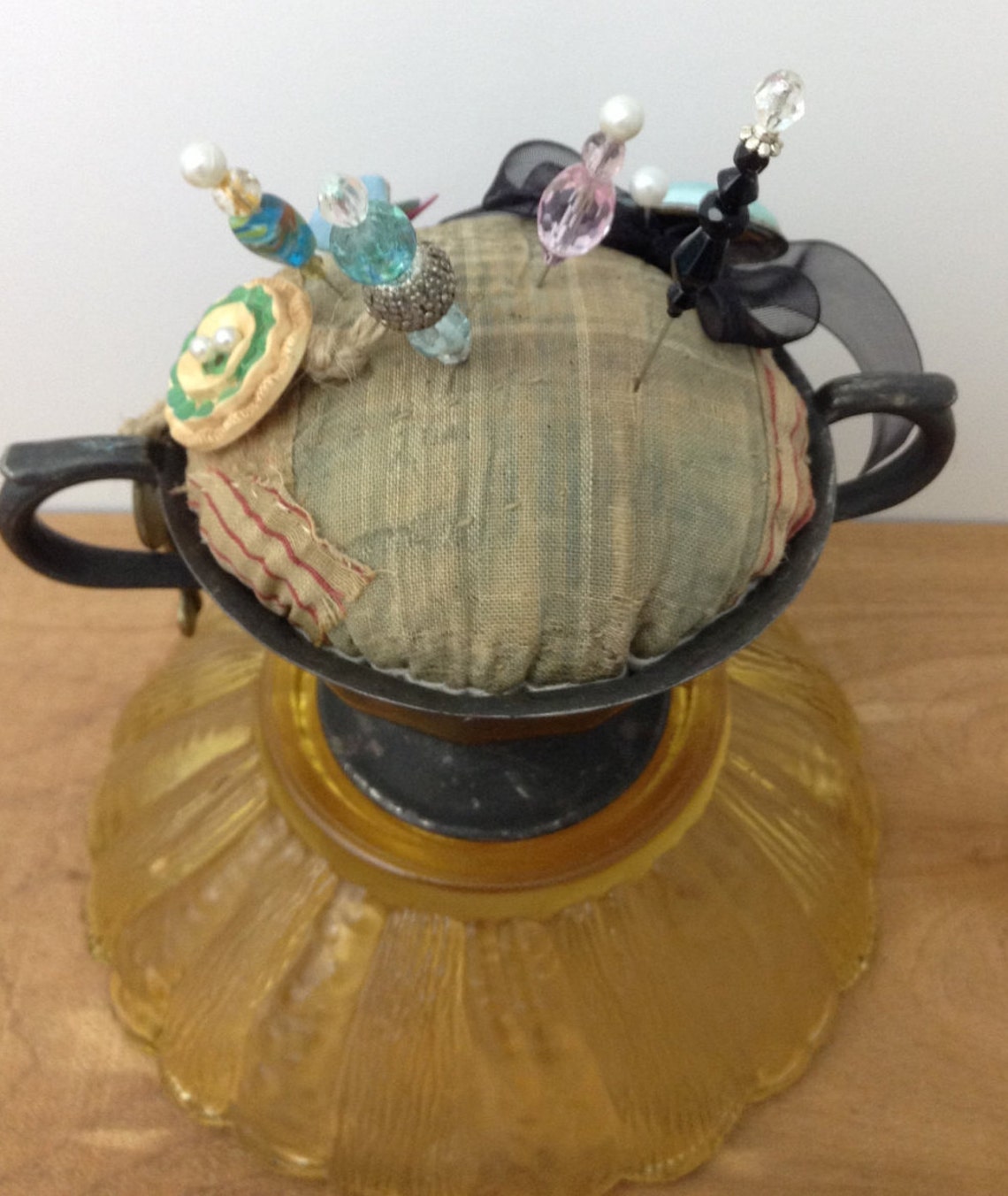 Silver Bowl Pincushion Handmade Pincushion With Pins Hat Pin - Etsy