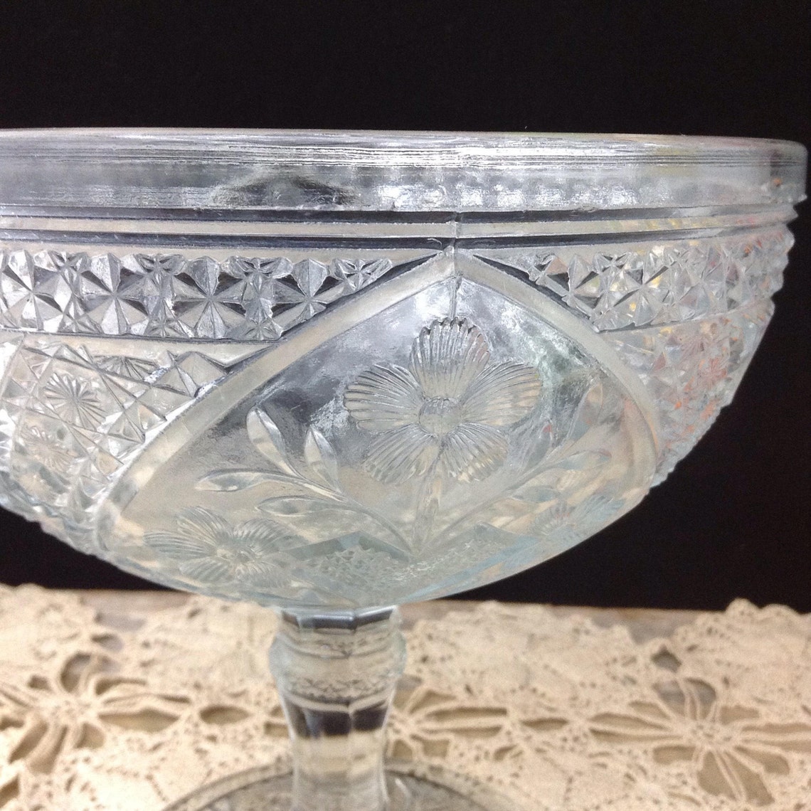 Clear Glass Compote Pressed Glass Pedestal Bowl Fruit Bowl - Etsy