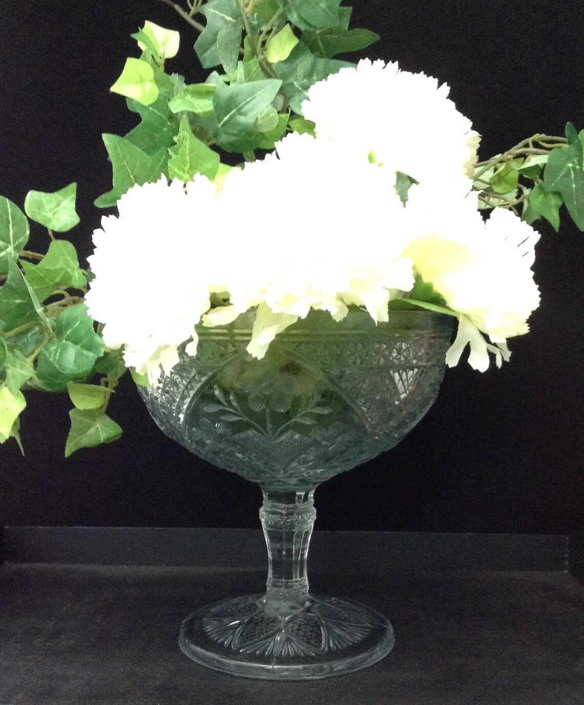 Clear Glass Compote Pressed Glass Pedestal Bowl Fruit Bowl - Etsy