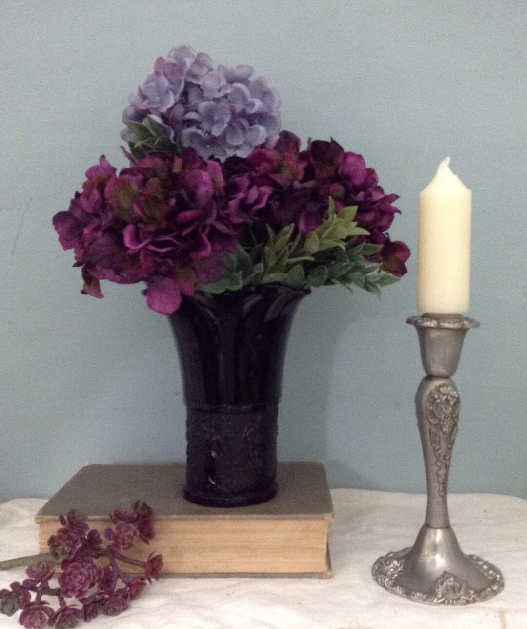 LE Smith Black Amethyst Dancing Nymphs Vase Black Glass Vase USA Glass ...
