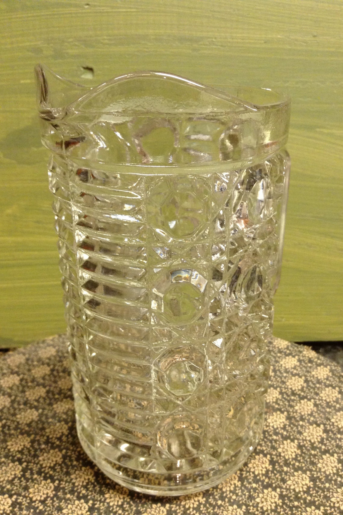 Pressed Glass Button and Cane Pitcher Water Pitcher Juice | Etsy