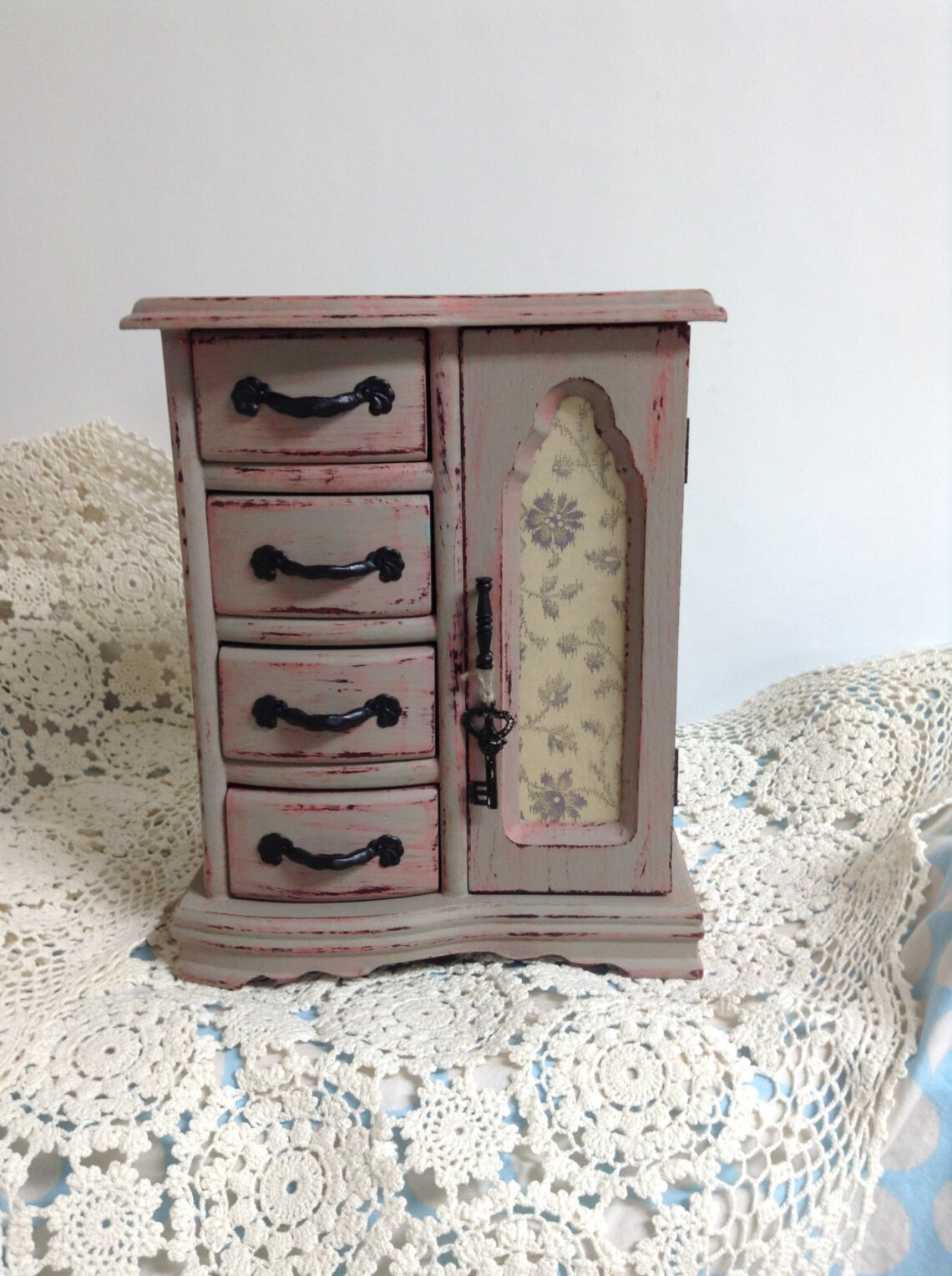 Vintage Wood Jewelry Box Chalk Paint Jewelry Box Upcycled - Etsy
