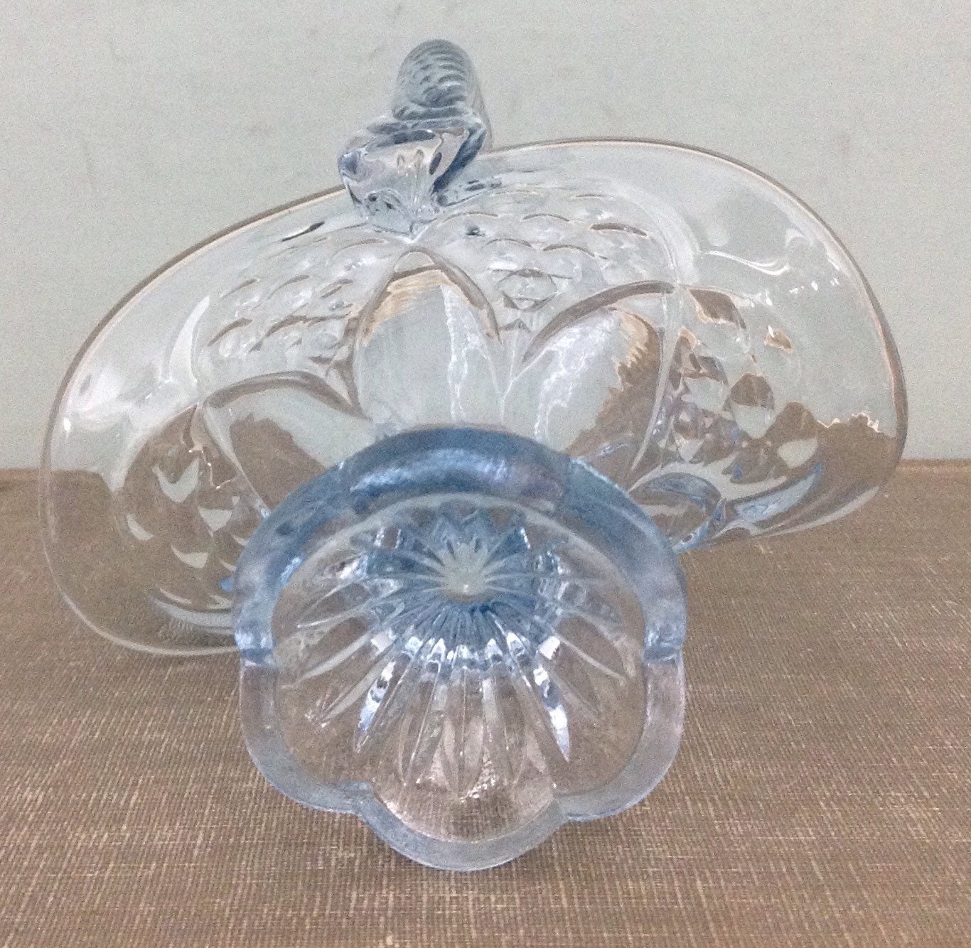 Ice Blue Glass Mini Basket Pale Blue Glass Basket Mini Brides | Etsy