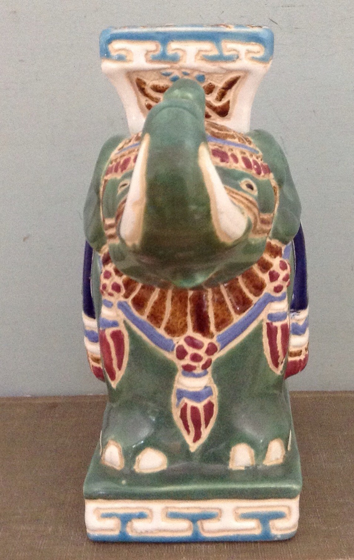 Good Luck Elephant Figurine Elephant Statue Vintage Green - Etsy