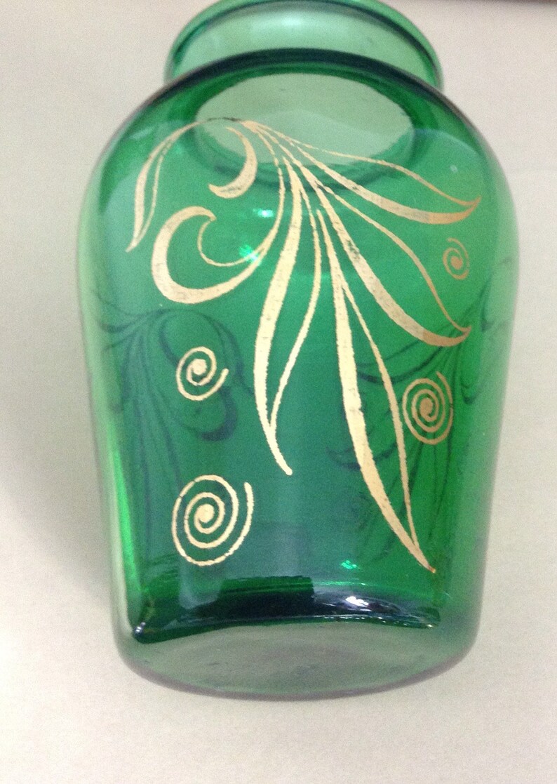 Emerald Green Glassware Green Thumbprint Glass Mid Century | Etsy