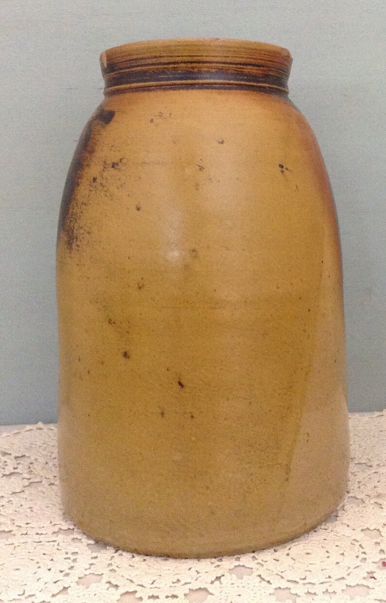 Yellow and Brown Crock Pottery Crock Pottery Vase Fall Decor - Etsy