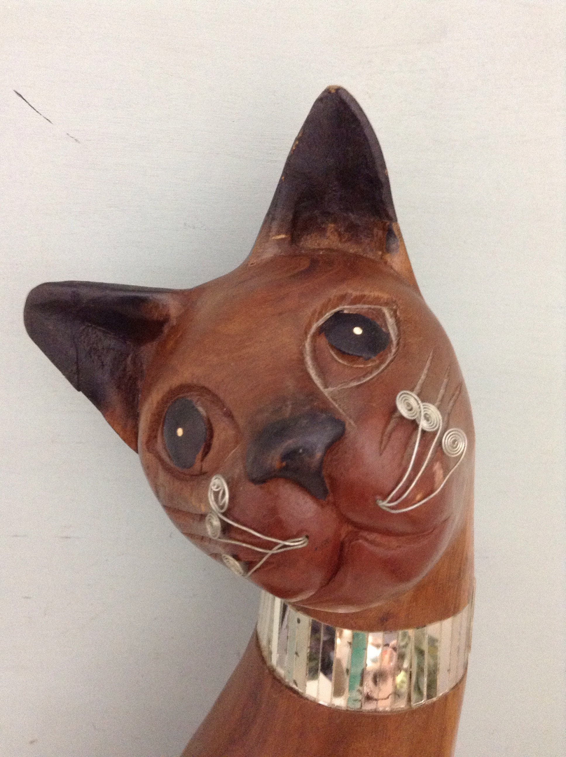 Midcentury Cat Statue Wood Cat Figurine Art Deco Cat Large - Etsy