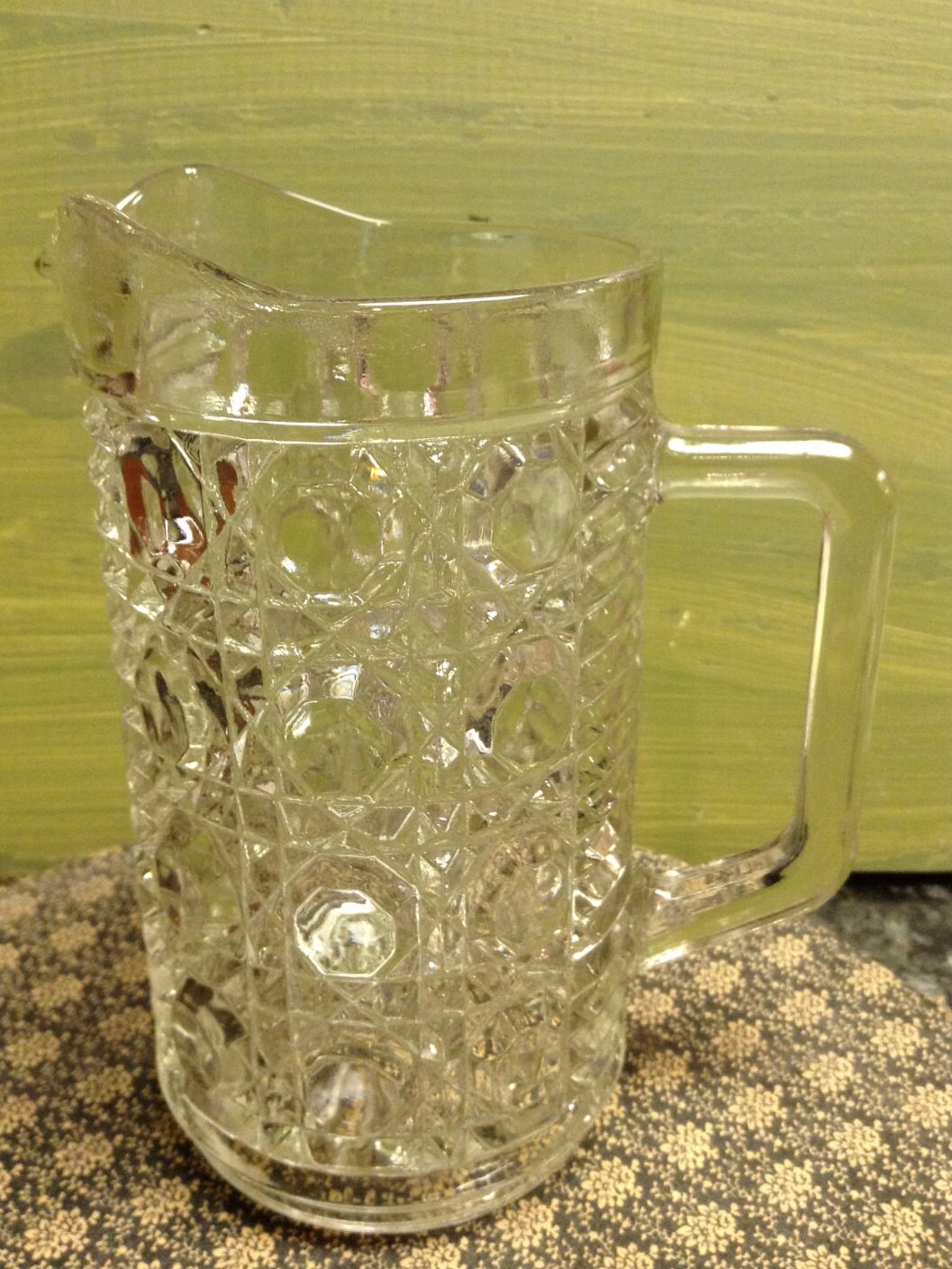Pressed Glass Button and Cane Pitcher Water Pitcher Juice - Etsy