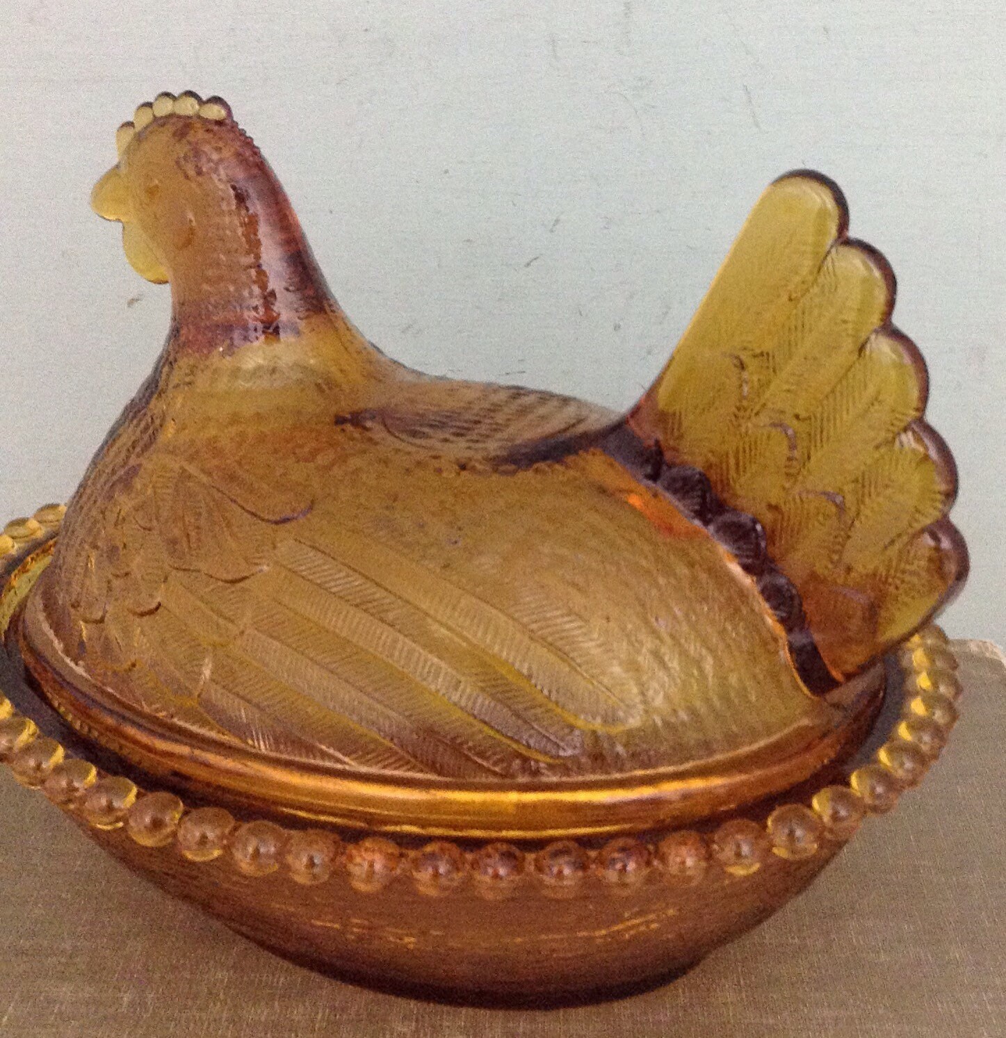 Amber Hen on Nest Covered Candy Bowl Vintage Chicken Decor Nut | Etsy