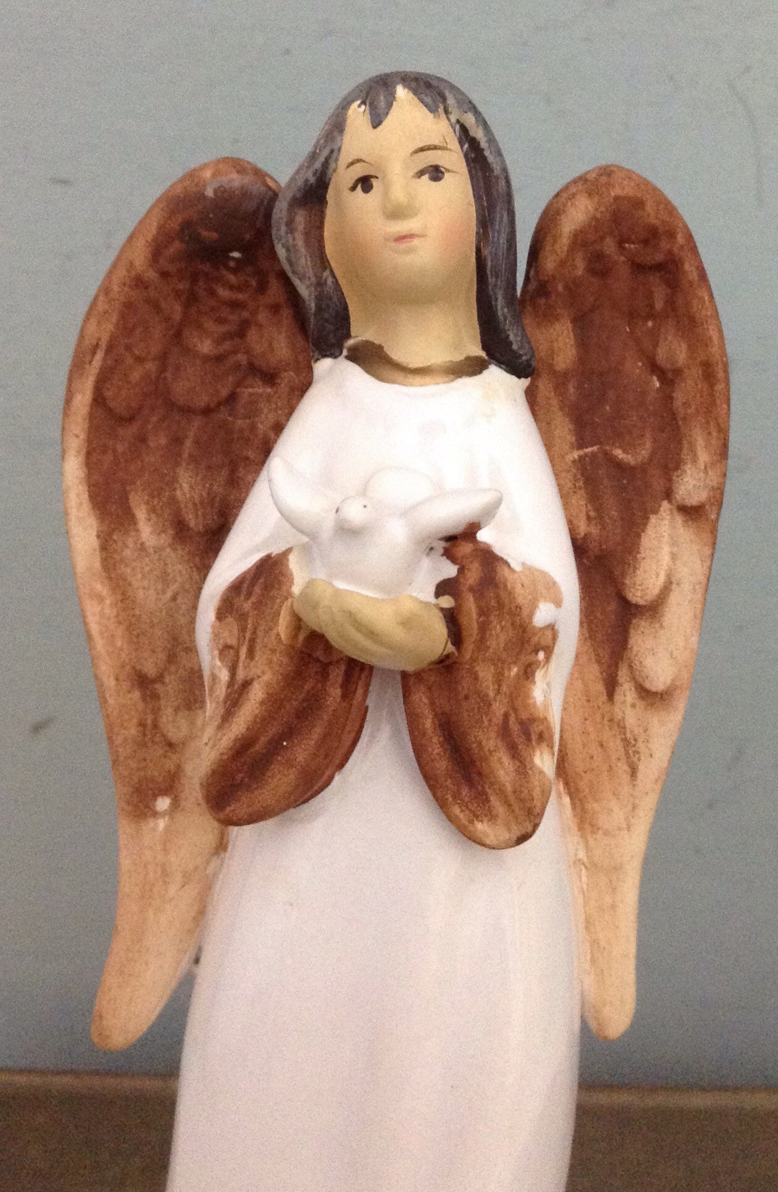 Pottery Angel Figurine Angel With Bird Angel With Dove Garden | Etsy