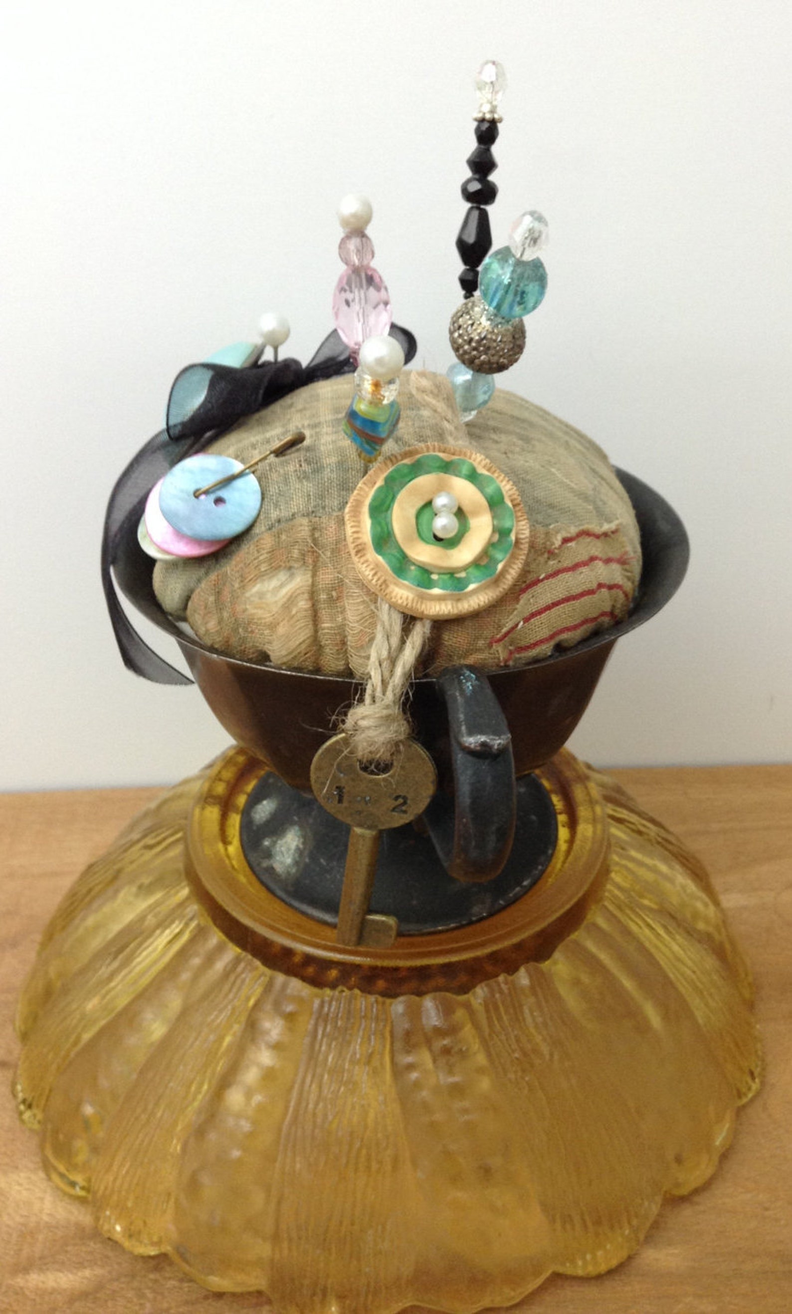 Silver Bowl Pincushion Handmade Pincushion With Pins Hat Pin - Etsy