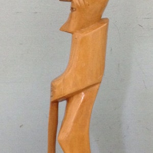 Folk Art Man Figurine Carved Wood Figurine Wood Man Statue Old Man ...