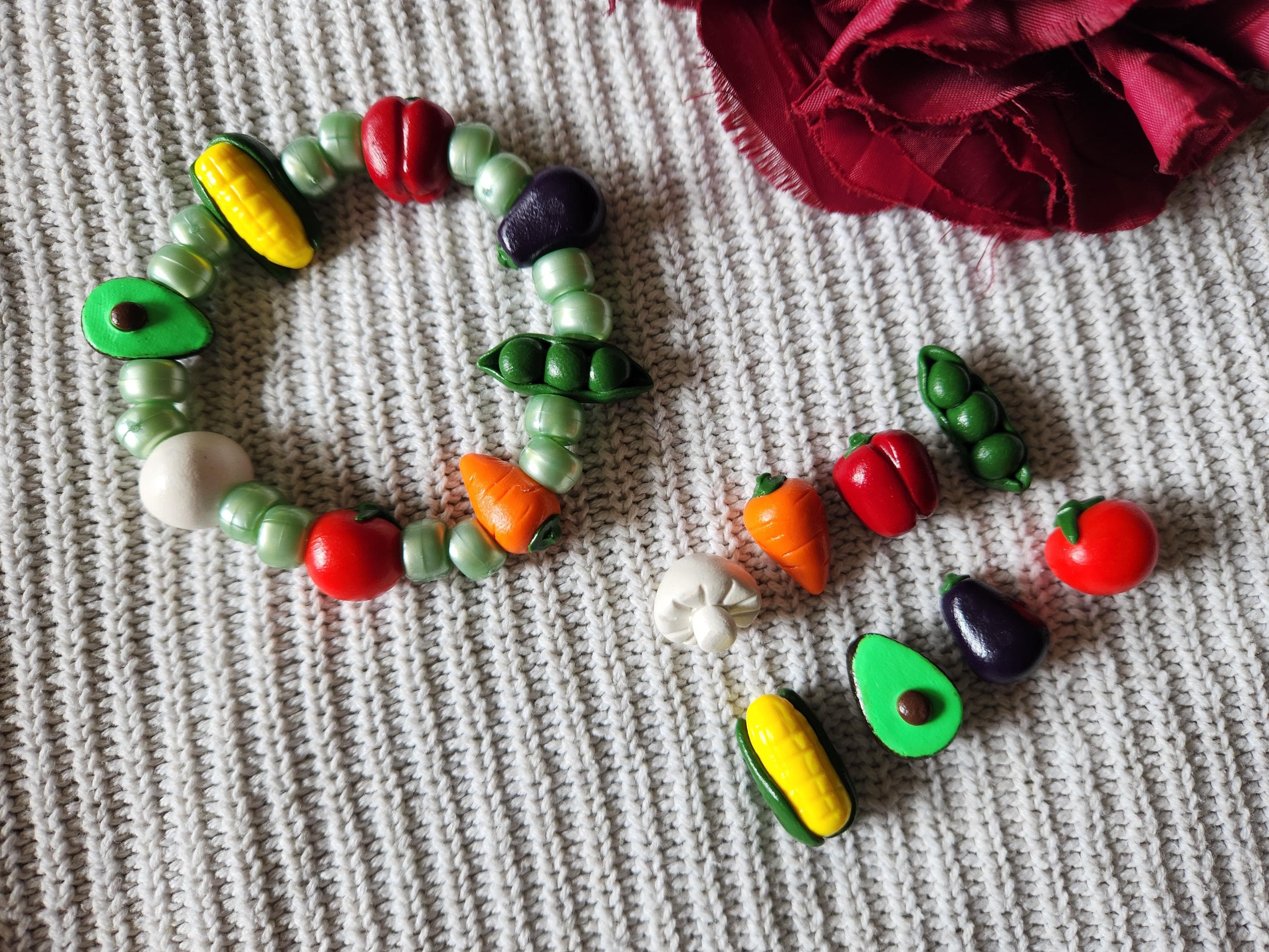 Vegetable Garden 8 Assorted Handmade Beads or Bracelet. Great for Food ...