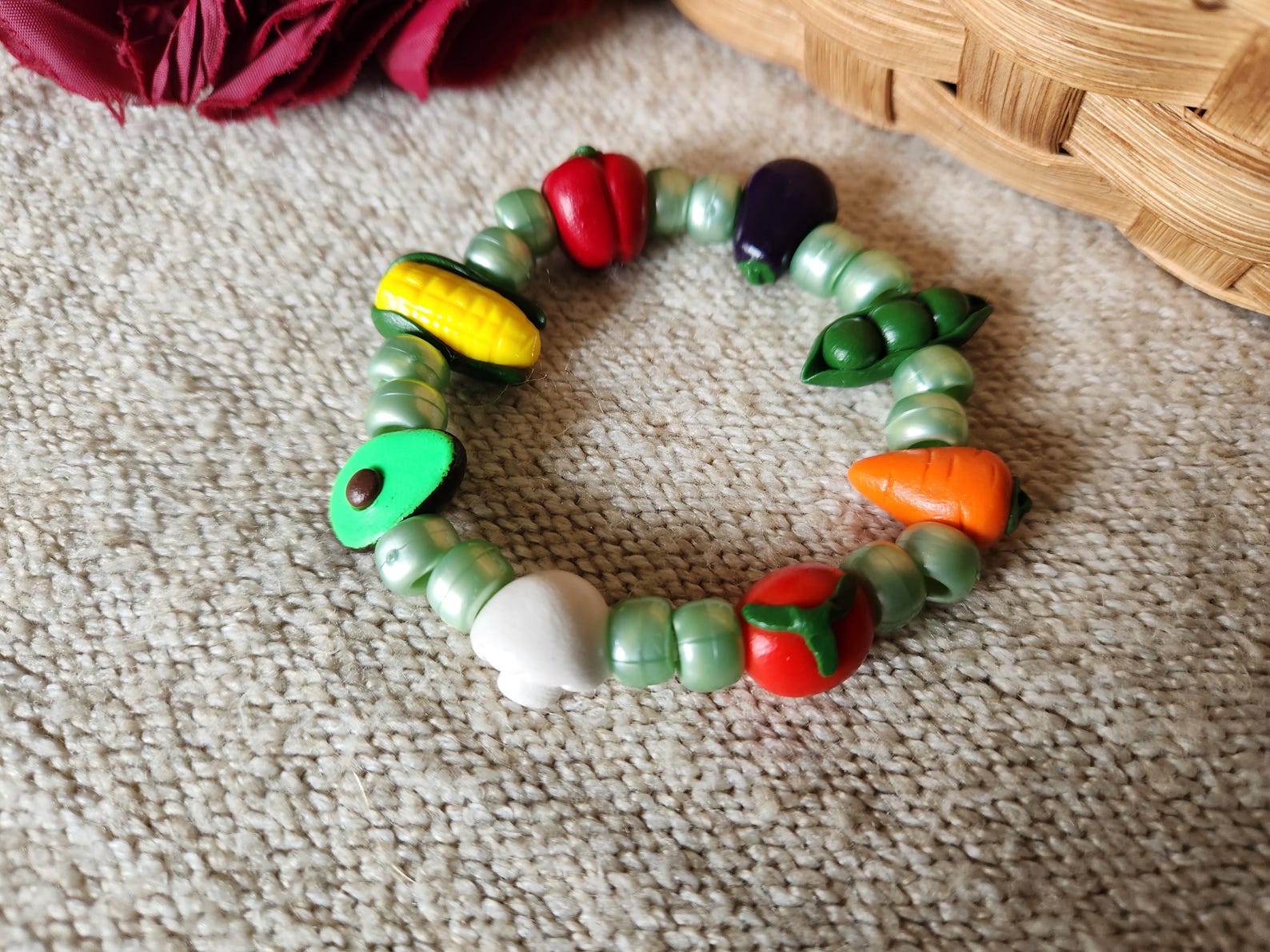 Vegetable Garden 8 Assorted Handmade Beads or Bracelet. Great for Food ...