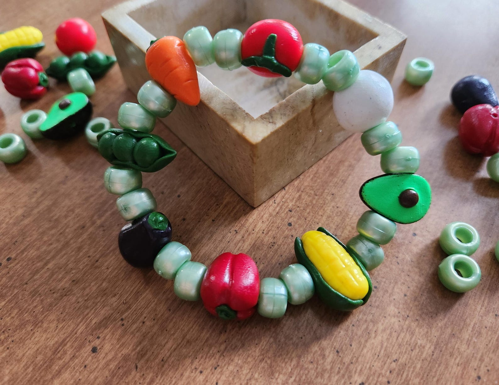 Vegetable Garden 8 Assorted Handmade Beads or Bracelet. Great for Food ...