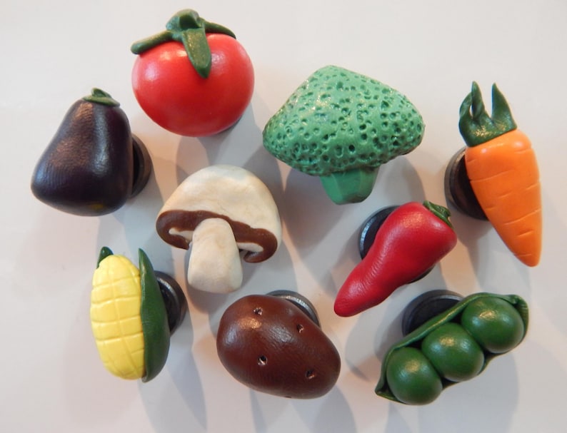 Fruit and Vegetable Variety Magnets, Handmade From Polymer Clay, Great ...