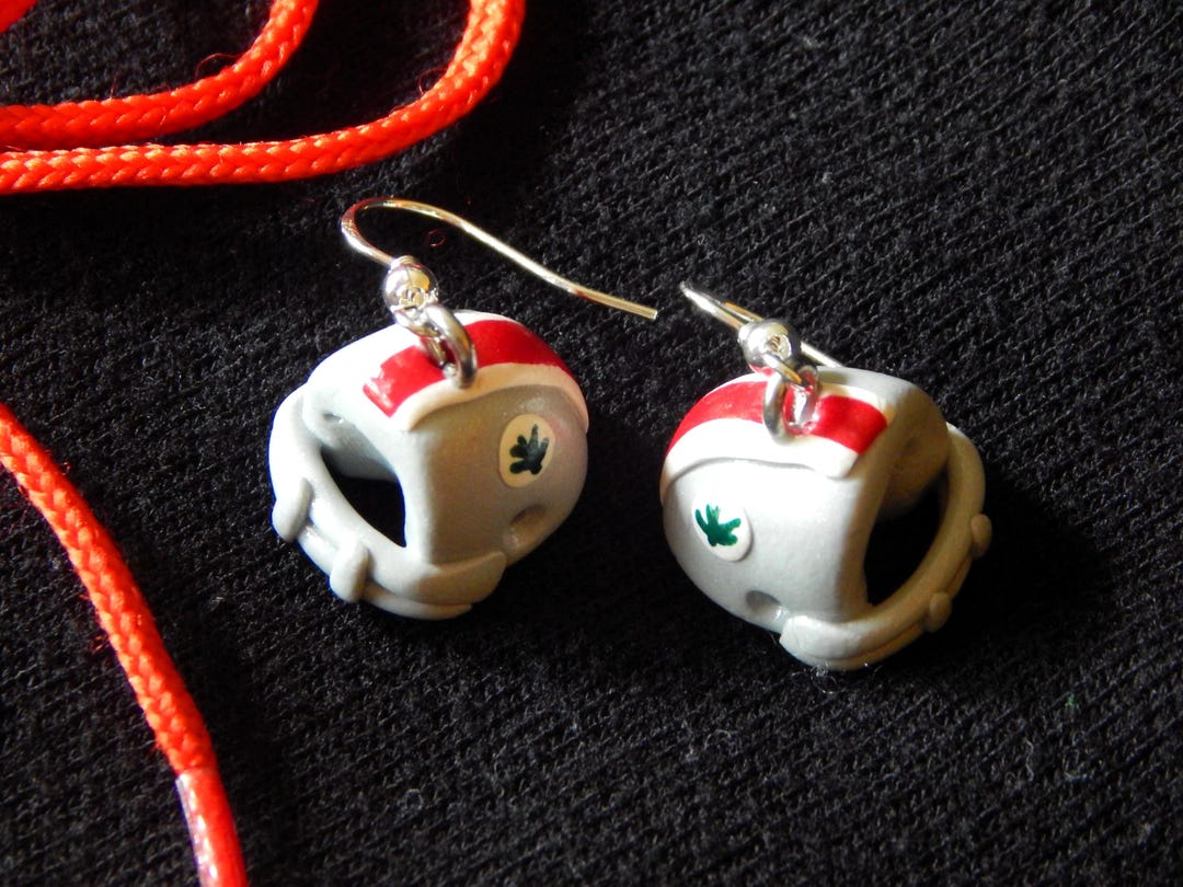 Ohio State Buckeyes Football Helmet Dangle Hook Earrings. Handmade of ...
