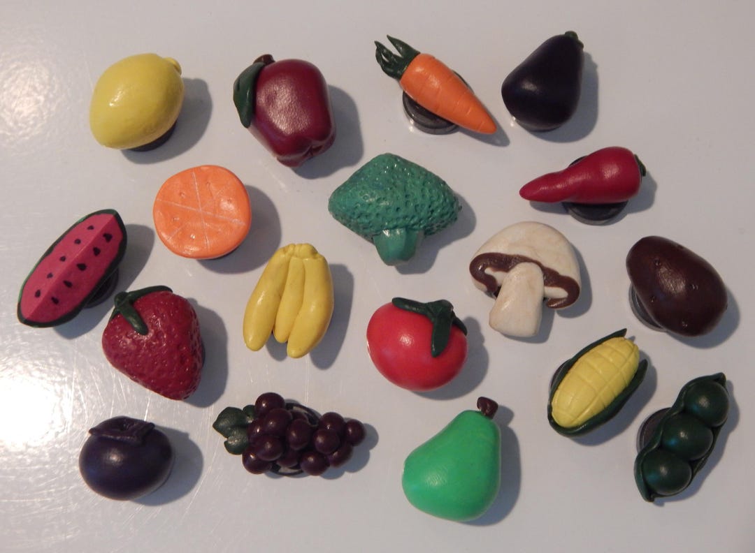 Fruit and Vegetable Variety Magnets, Handmade From Polymer Clay, Great ...