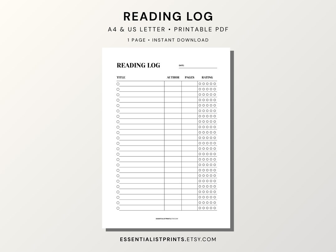 Reading Tracker Printable | Minimal Book Log | Track Books Read | A4 ...