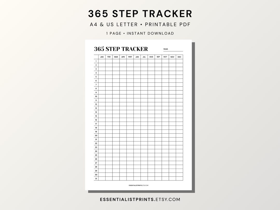 365 Step Tracker Printable | Minimalist Daily Step Tracker | Fitness ...