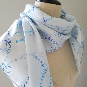 Scarf With Calligraphy Beautiful Writing Scarf Silk Scarf - Etsy