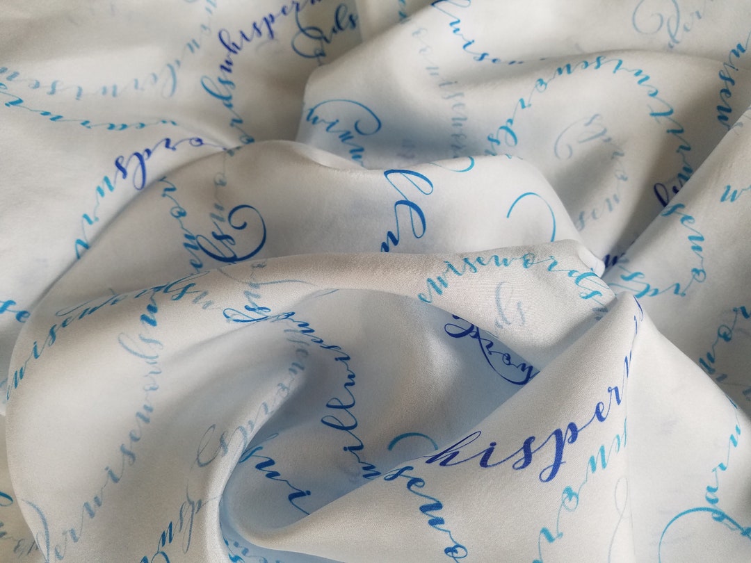Scarf With Calligraphy Beautiful Writing Scarf Silk Scarf - Etsy