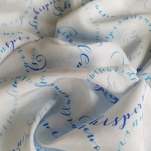 Scarf With Calligraphy Beautiful Writing Scarf Silk Scarf - Etsy