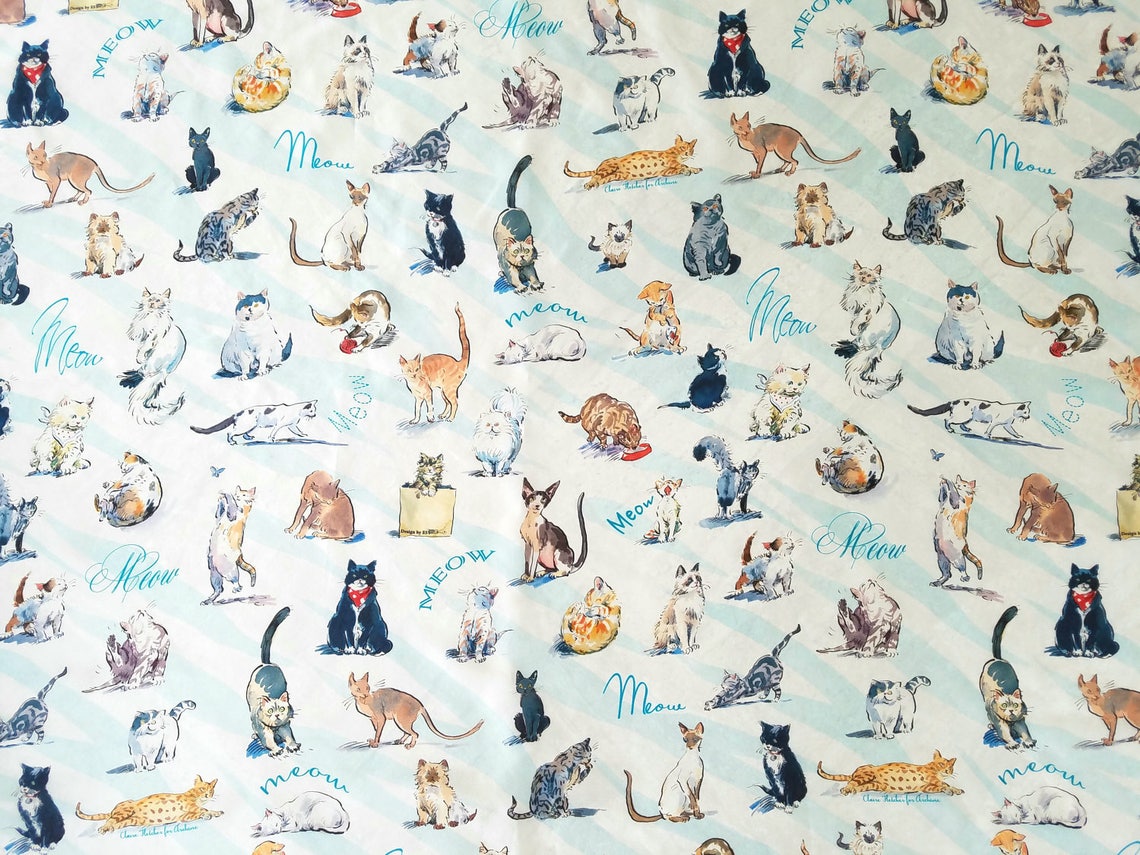 Cat Scarf Scarf With Cats Silk Scarf With Cats Kitty Cat - Etsy