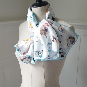Cat Scarf, Silk Scarf With Cats, Scarf With Kittens, Meow Scarf, Scarf ...