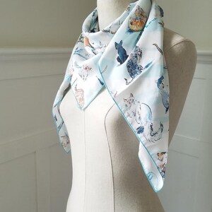 Cat Scarf, Scarf With Cats, Silk Scarf With Cats, Kitty Cat Scarf ...