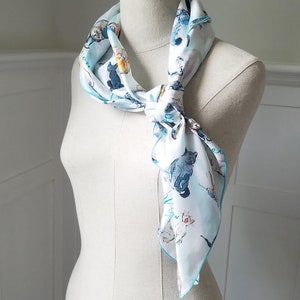 Cat Scarf, Scarf With Cats, Silk Scarf With Cats, Kitty Cat Scarf ...