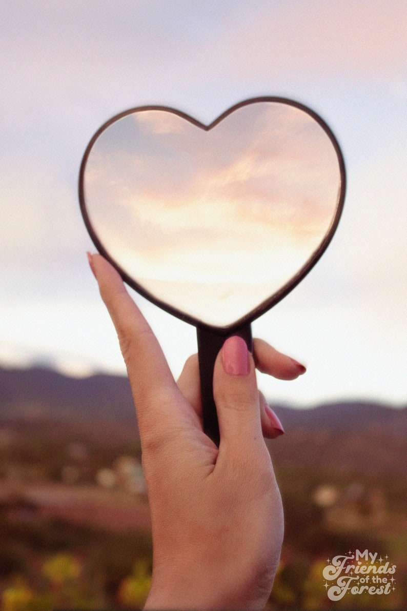 Heart Shaped Hand Mirror Pink and Black I'm A Badass - Etsy