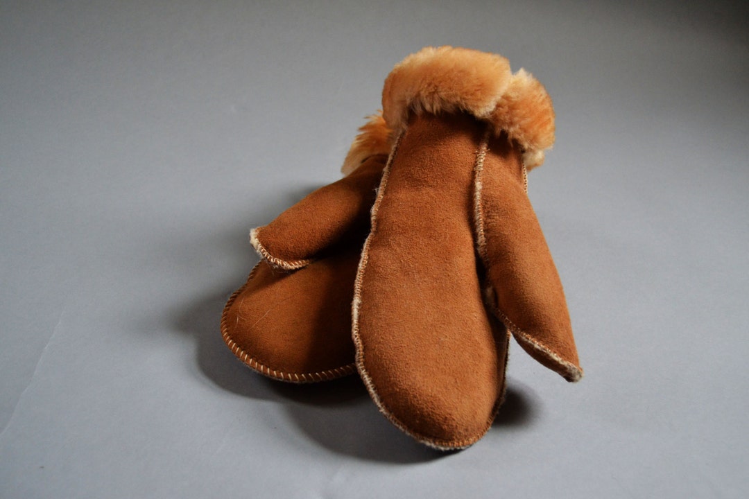 Sheepskin Mittens - Stony - Men's Women's Shearling Fur Brown Tan - Etsy
