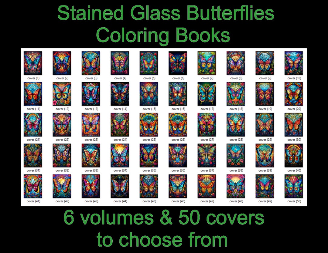 Stained Glass Butterflies Coloring Pages Book - Etsy