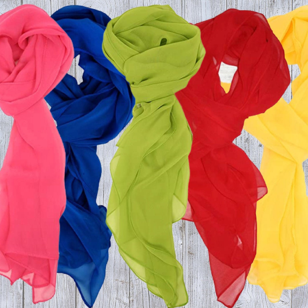 Silky Scarf/ Solid Color Silk Blend Scarf, Lightweight, Sheer, Modern ...