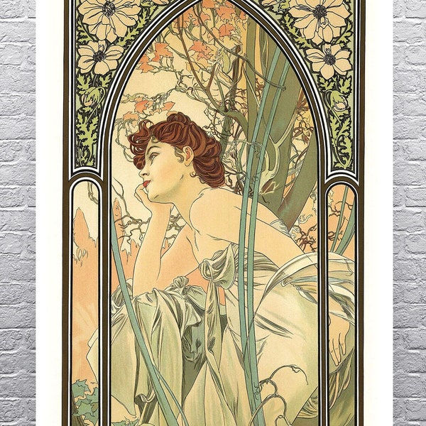 Times of Day Mucha Poster - Etsy